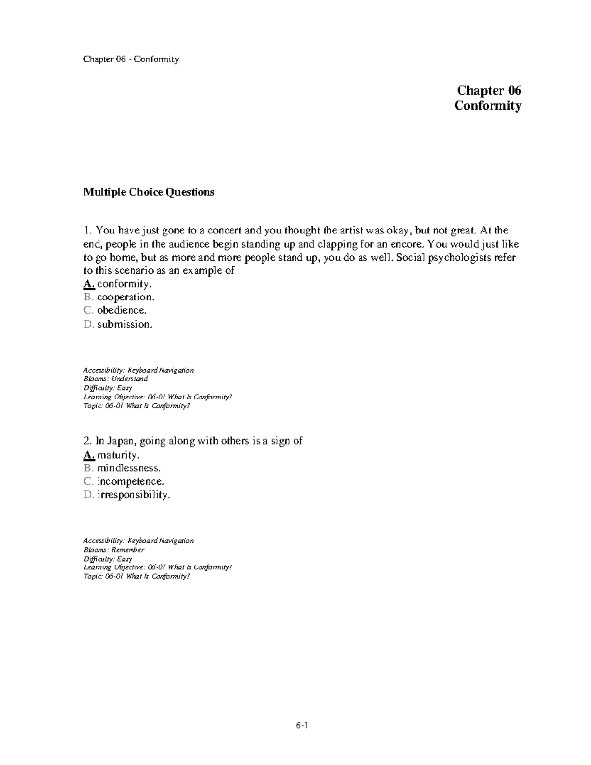 TB\Chap 006 - practice multiple choice - Chapter 06 Conformity Multiple ...