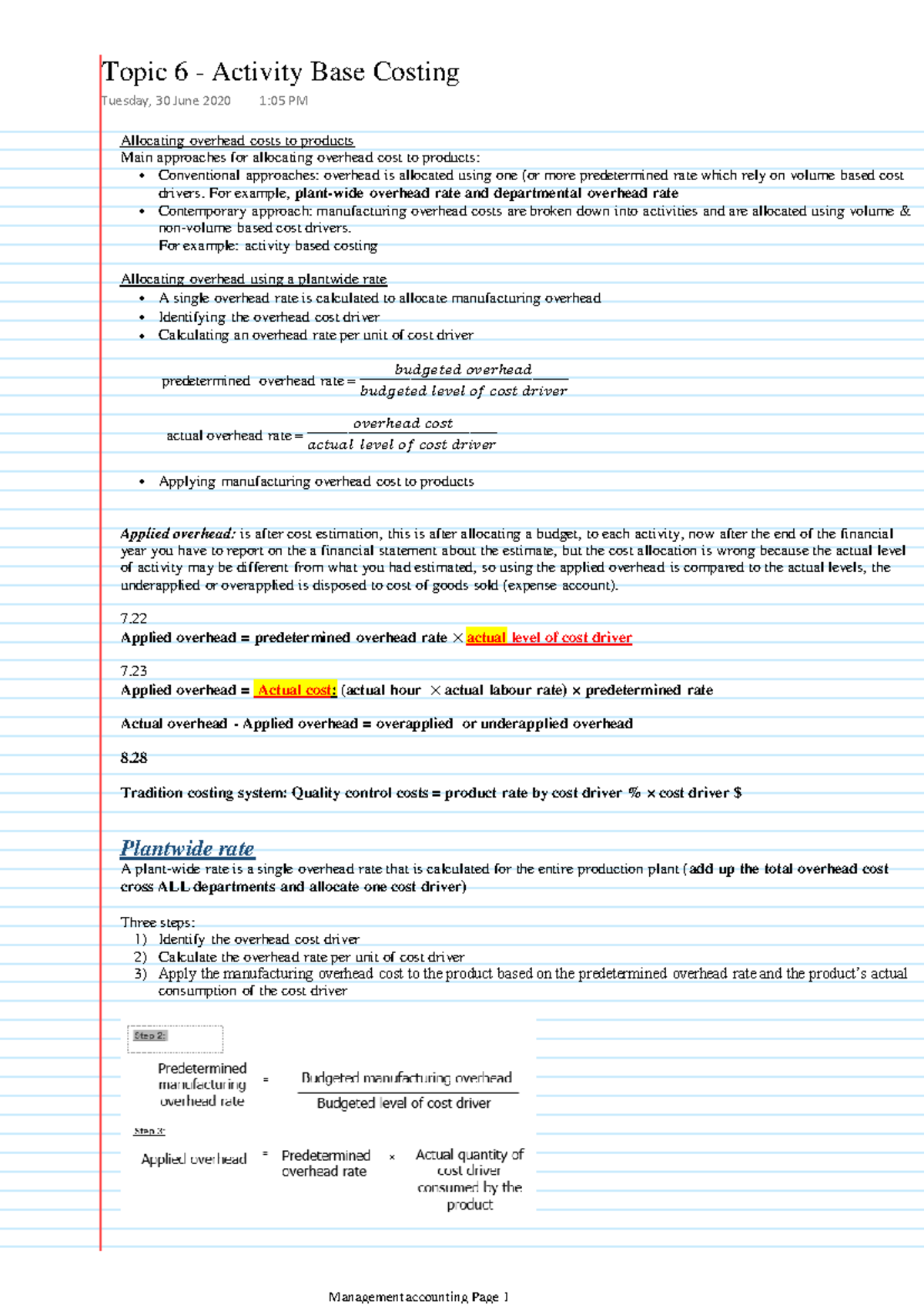 Topic 6 - Activity Base Costing - Warning: TT: undefined function: 32 Warning: TT: undefined ...
