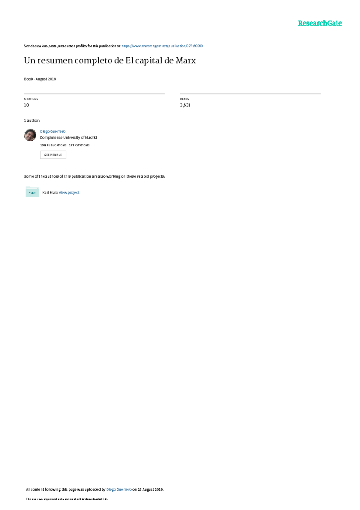 00El Capital Resumen Diego Guerrero 2008 versin Jorge Juan Manrique ...