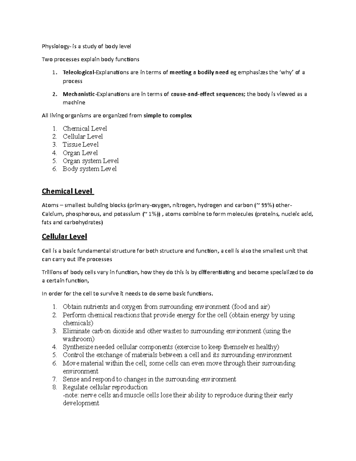 Biol 2040 - Review of the first chapter - Physiology- is a study of ...