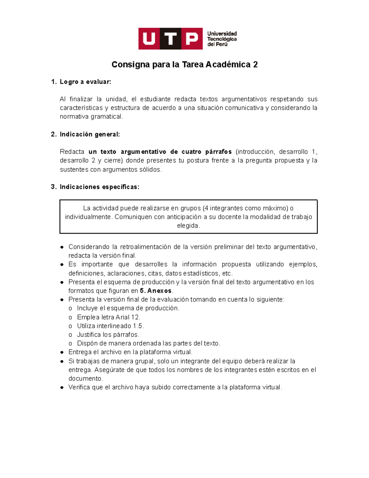 GC A11L TA2Consigna 23C2A - Consigna para la Tarea Académica 2 1. Logro a evaluar: Al finalizar ...