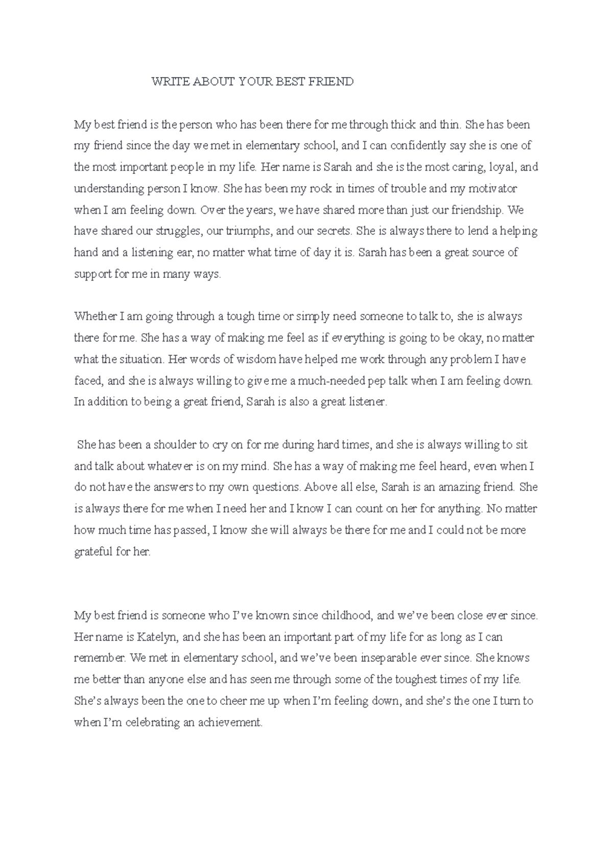 Write About YOUR BEST Friend - WRITE ABOUT YOUR BEST FRIEND My best ...