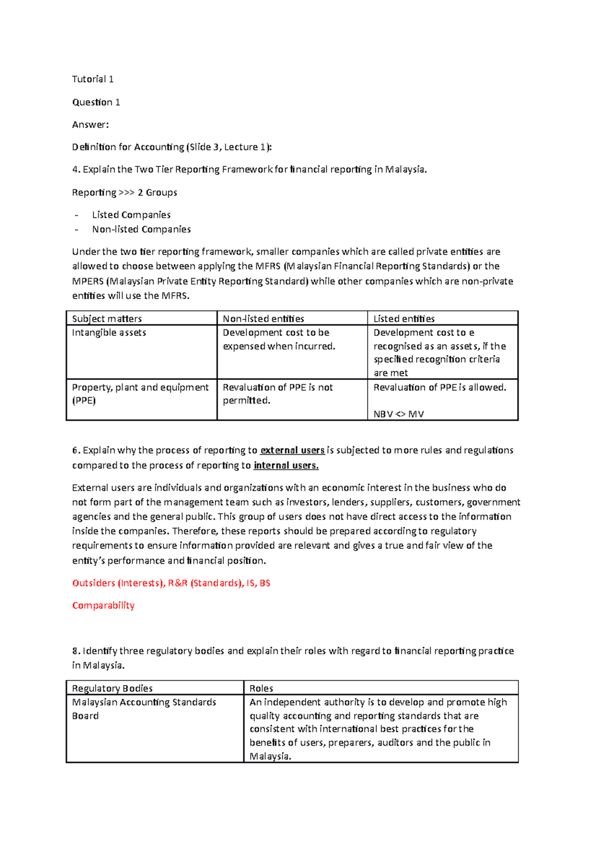 Financial Accounting and Reporting Tutorial - Tutorial 1 Question 1 ...