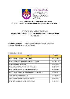 Group Assignment FIS (ESEI Kebijaksanaan) - UW FALSAFAH DAN ISU SEMASA (FIS) Section/Seksyen: 1 ...