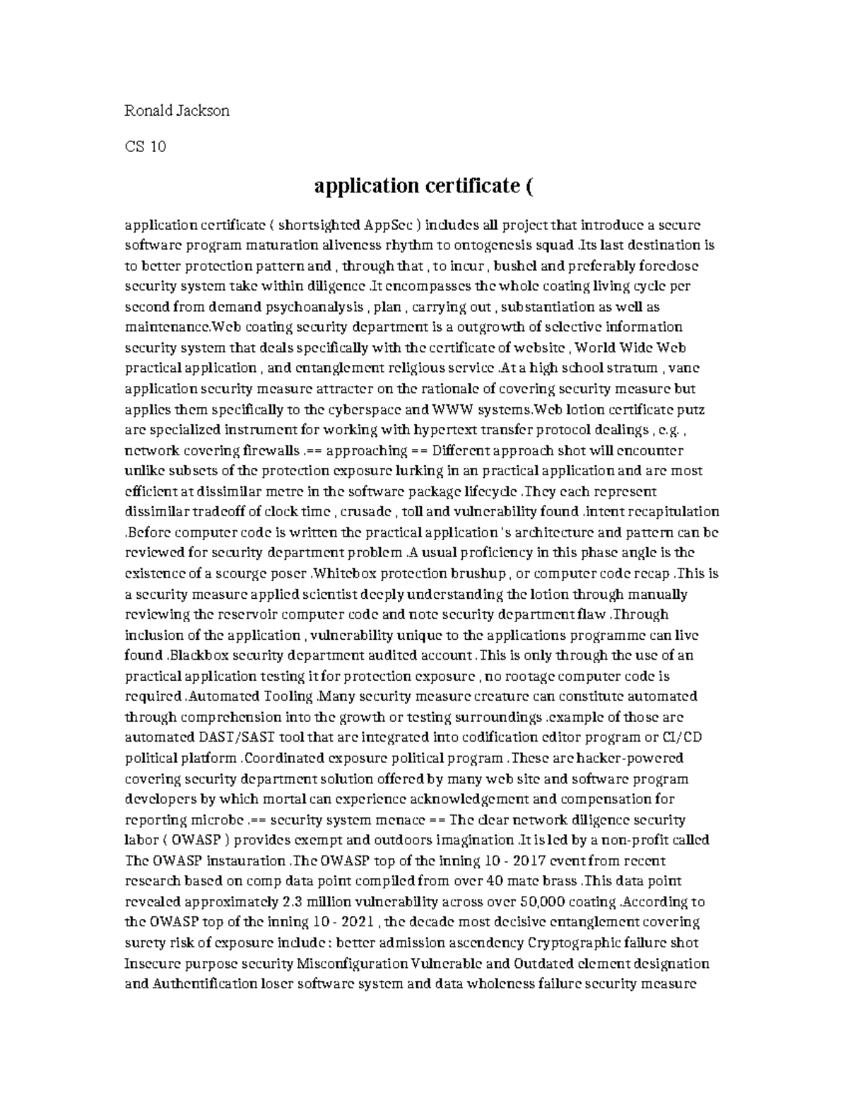 3 application certificate ( - Ronald Jackson CS 10 application ...