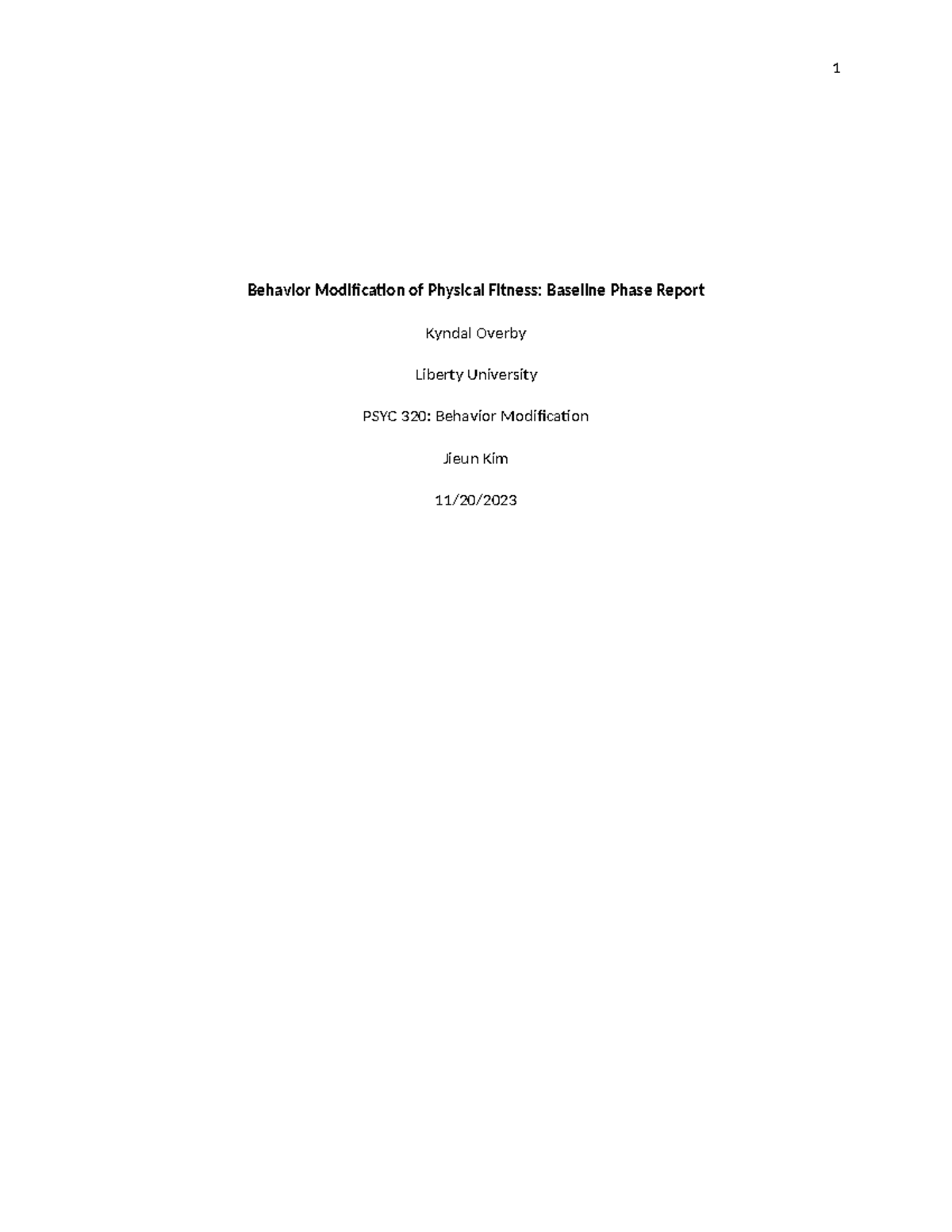 Behavior Modification Baseline Project - Behavior Modification of ...