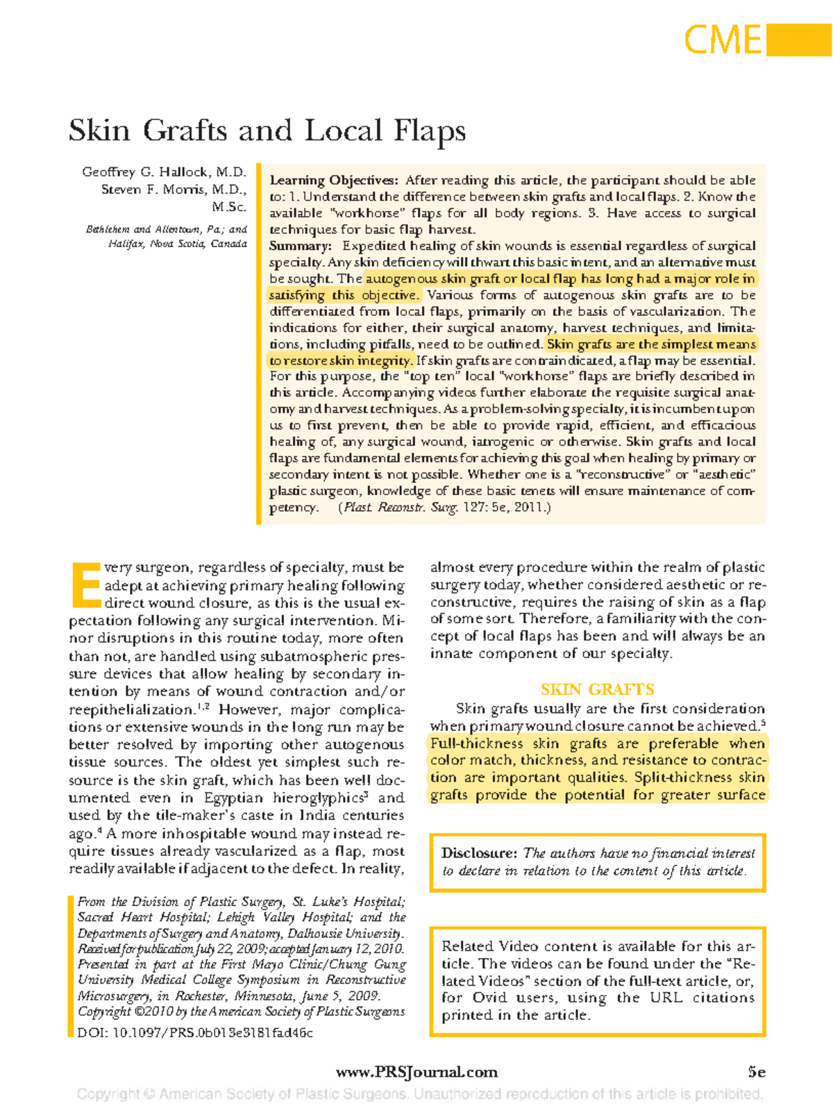 Skin Graftsand Local Flaps - CME Skin Grafts and Local Flaps Geoffrey G ...
