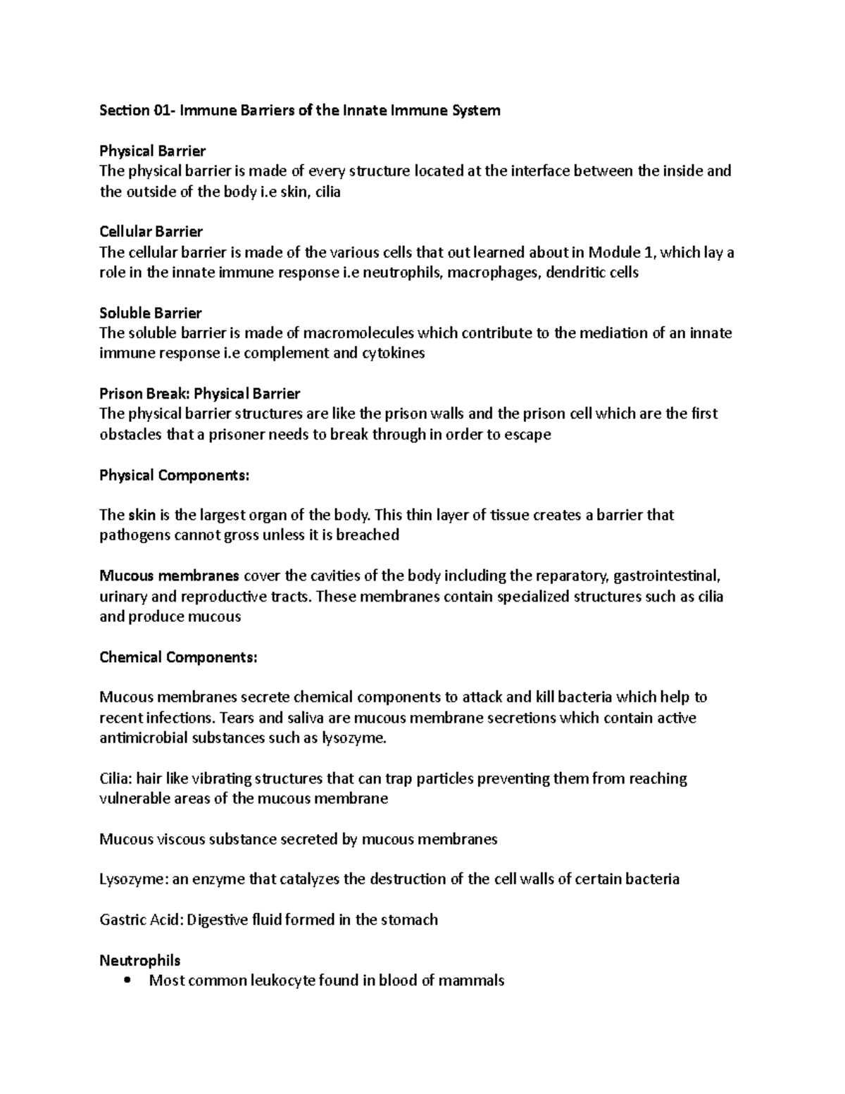 MICR 270 Module 2 - Section 01- Immune Barriers of the Innate Immune ...