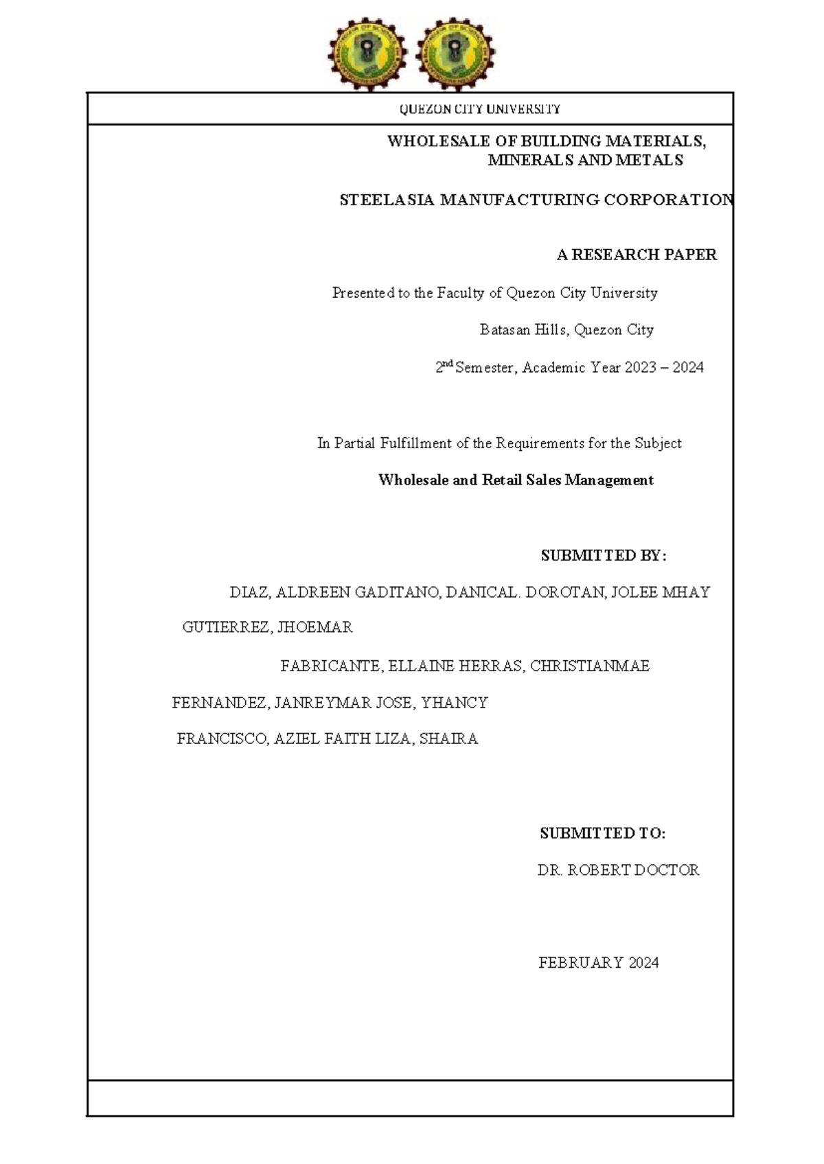 Steelasia-MANU - QUEZON CITY UNIVERSITY WHOLESALE OF BUILDING MATERIALS ...