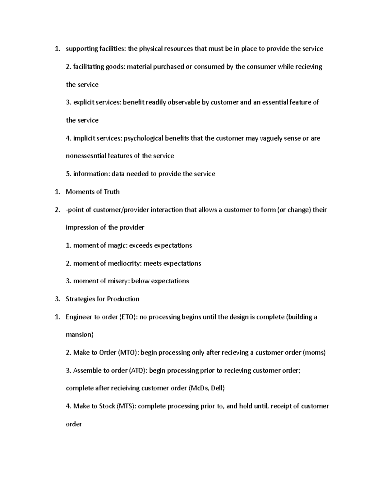 BUS 312 5 - notes - supporting facilities: the physical resources that ...