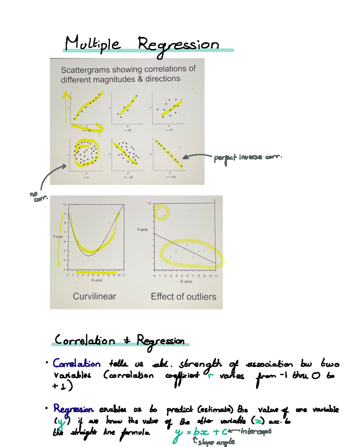 W5 Multiple Regression - Multiple ####### Regression y perfectinverse corr nocorr Correlation ...