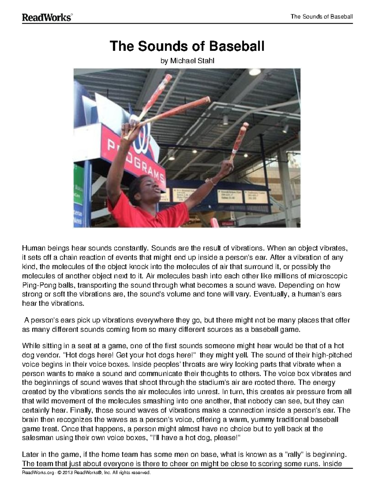 The Sounds of Baseball - Baseline test materials for grade 10 learners ...