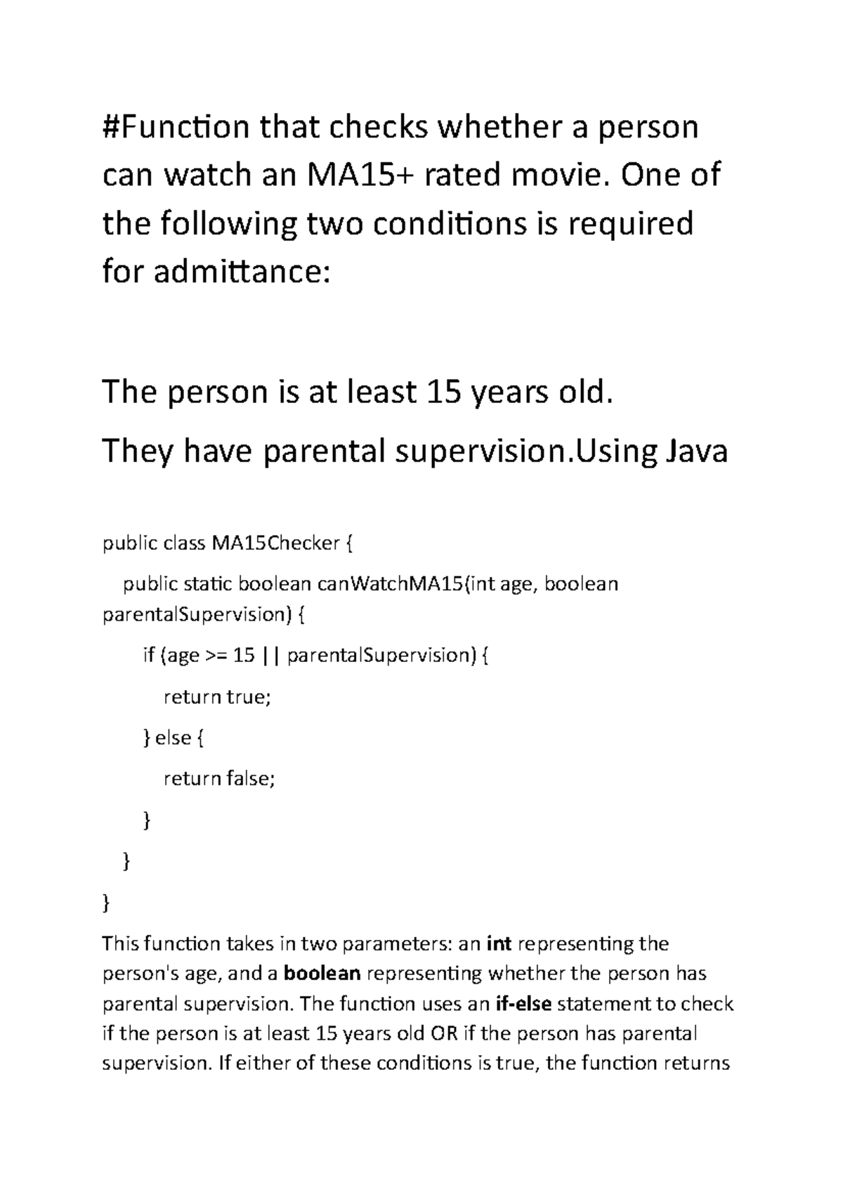 Person can watch an MA15 using java - #Function that checks whether a ...