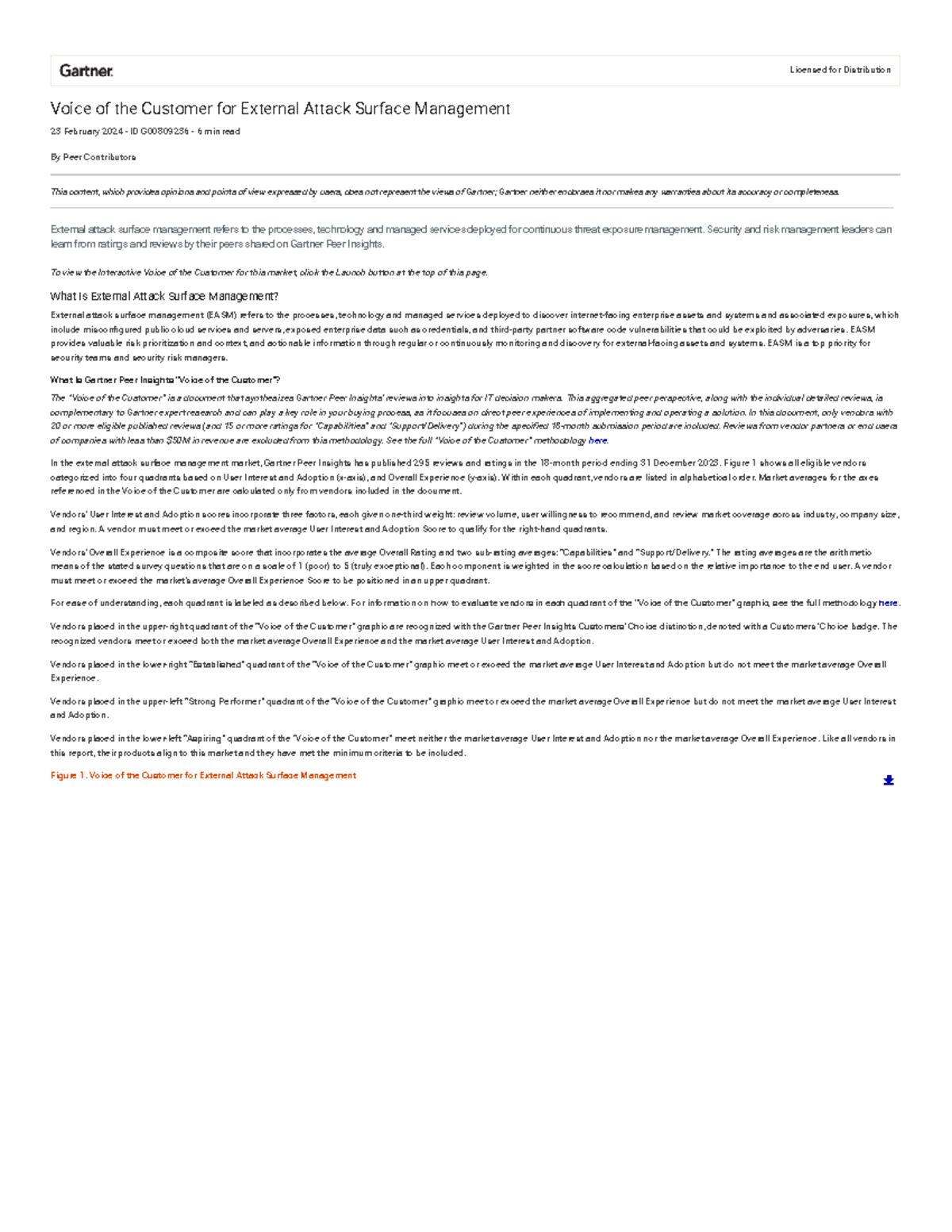 Gartner Reprint EASM - EASM - To view the Interactive Voice of the Customer for this market ...