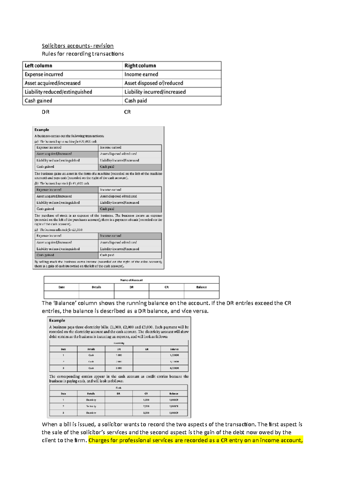 Revision sheet SA 1 - exam practice notes - Solicitors accounts ...