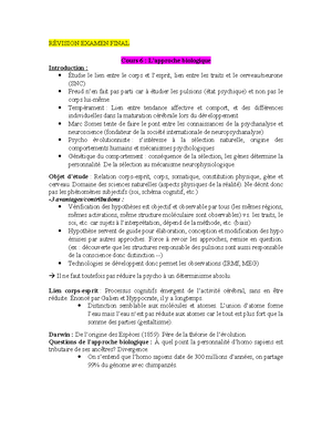 Guide Preparation Examen Final - PSY DOCUMENT DE PRÉPARATION EXAMEN ...