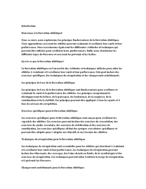 Athletic Training note study - Introduction Le rôle des entraîneurs ...