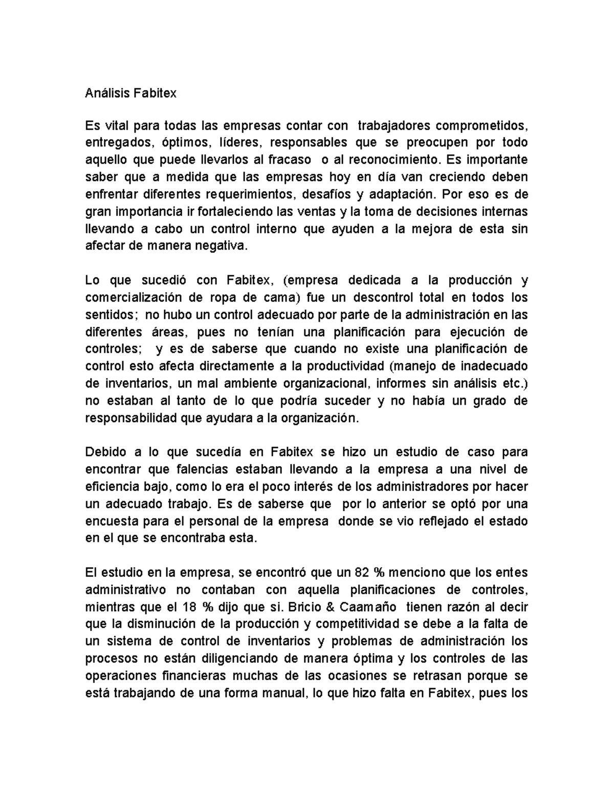 Analisis Fabitex - Informe - Análisis Fabitex Es vital para todas las ...