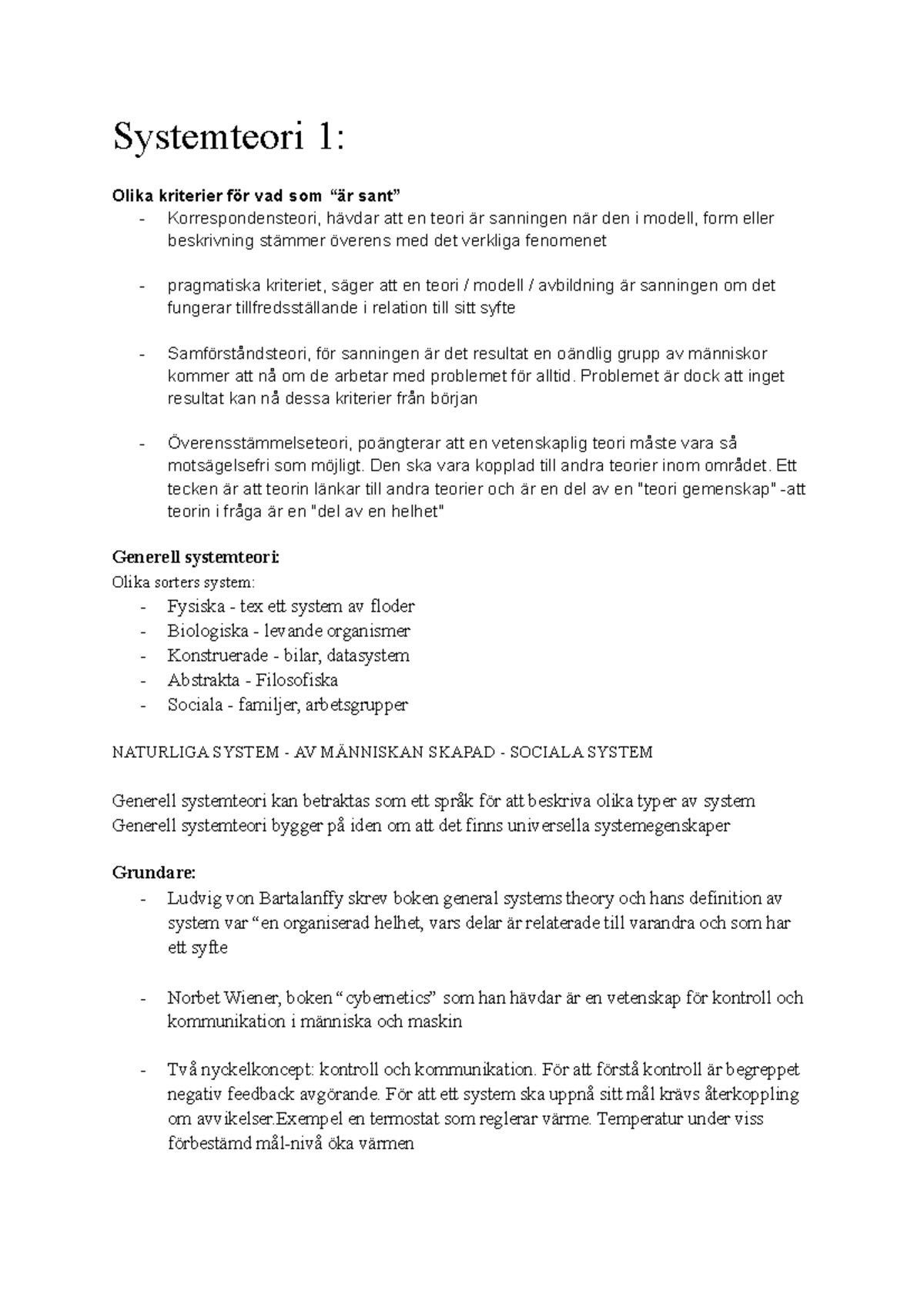 Systemteori 1 - NSO011 - Högskolan i Borås - Studocu