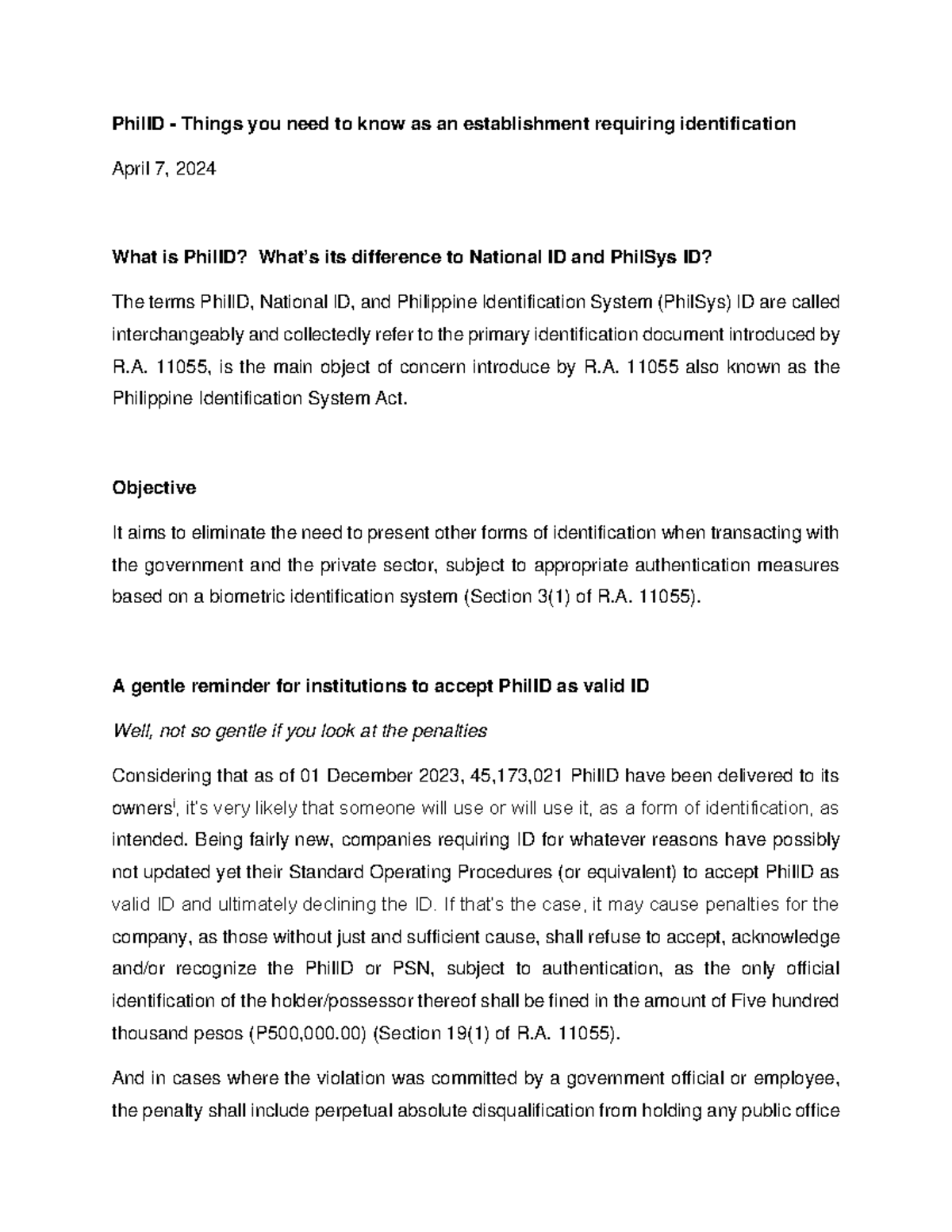 Phil Sys ID - Things you need to know as an establishment requiring ...