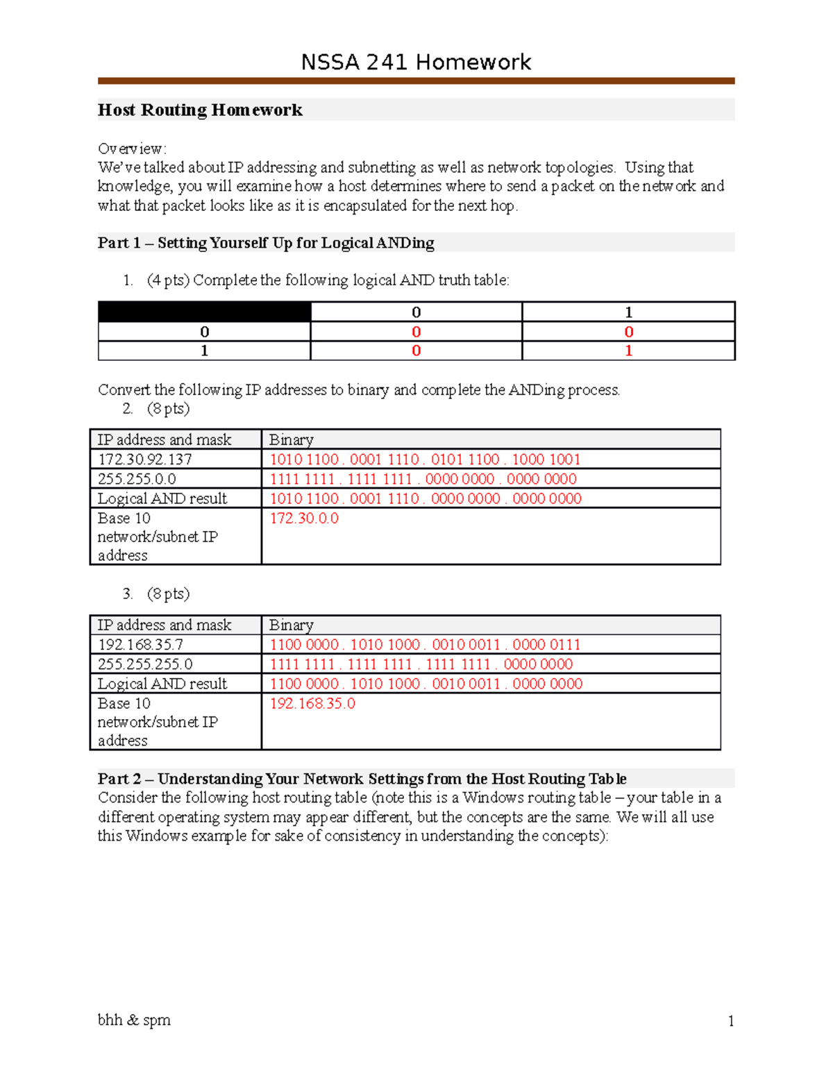 NSSA 241 - Host Routing Homework Complete - Host Routing Homework ...