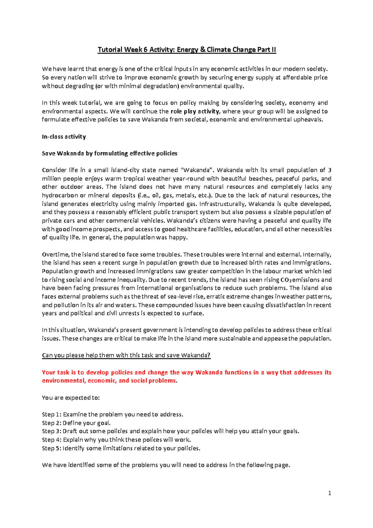 Week 6 Tutorial Activity Padlet (T05 - T08) - 1 Tutorial Week 6 Activity: Energy & Climate - Studocu