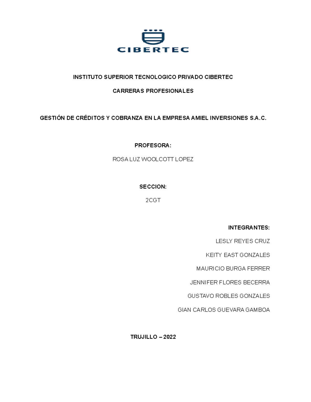 Proyecto DE Creditos Y Cobranzas - INSTITUTO SUPERIOR TECNOLOGICO ...