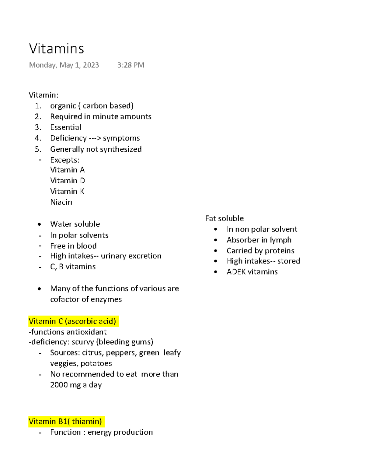 Vitamins - Vitamin: organic ( carbon based) Required in minute amounts ...