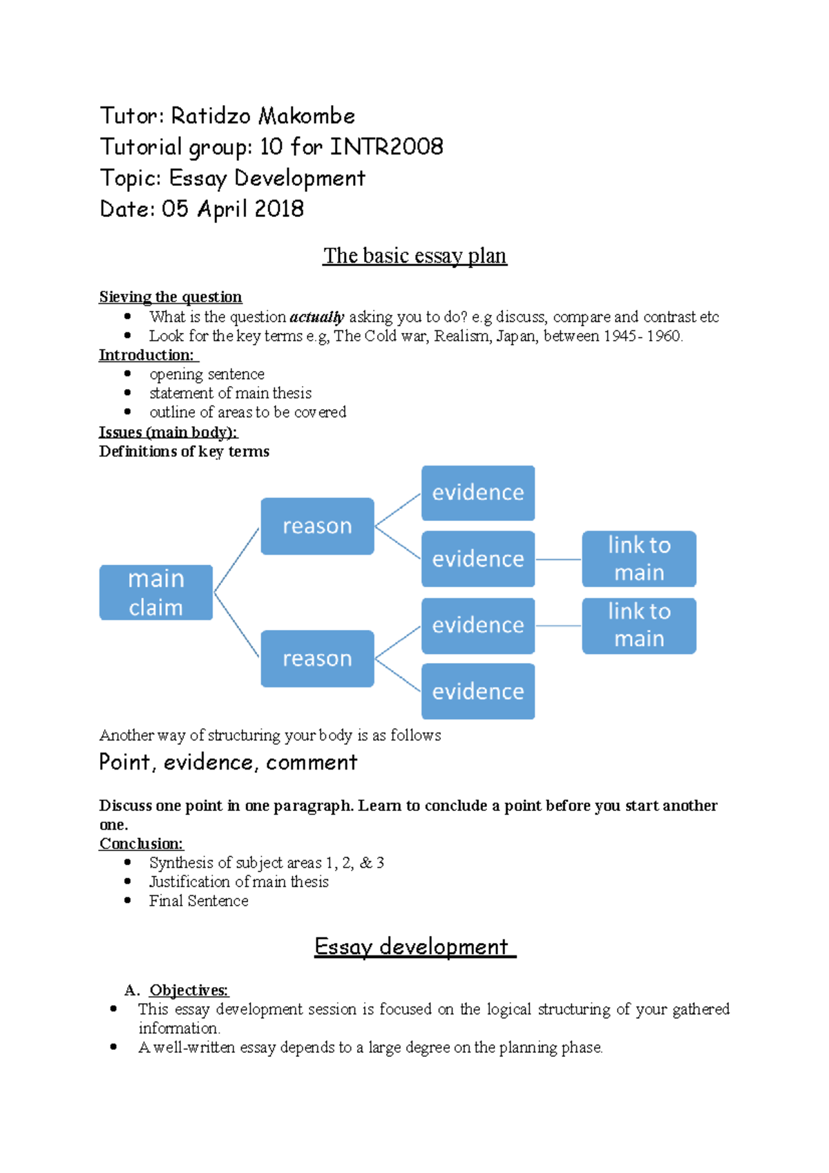 Essay+Planning - material to help you write a proper legal essay ...