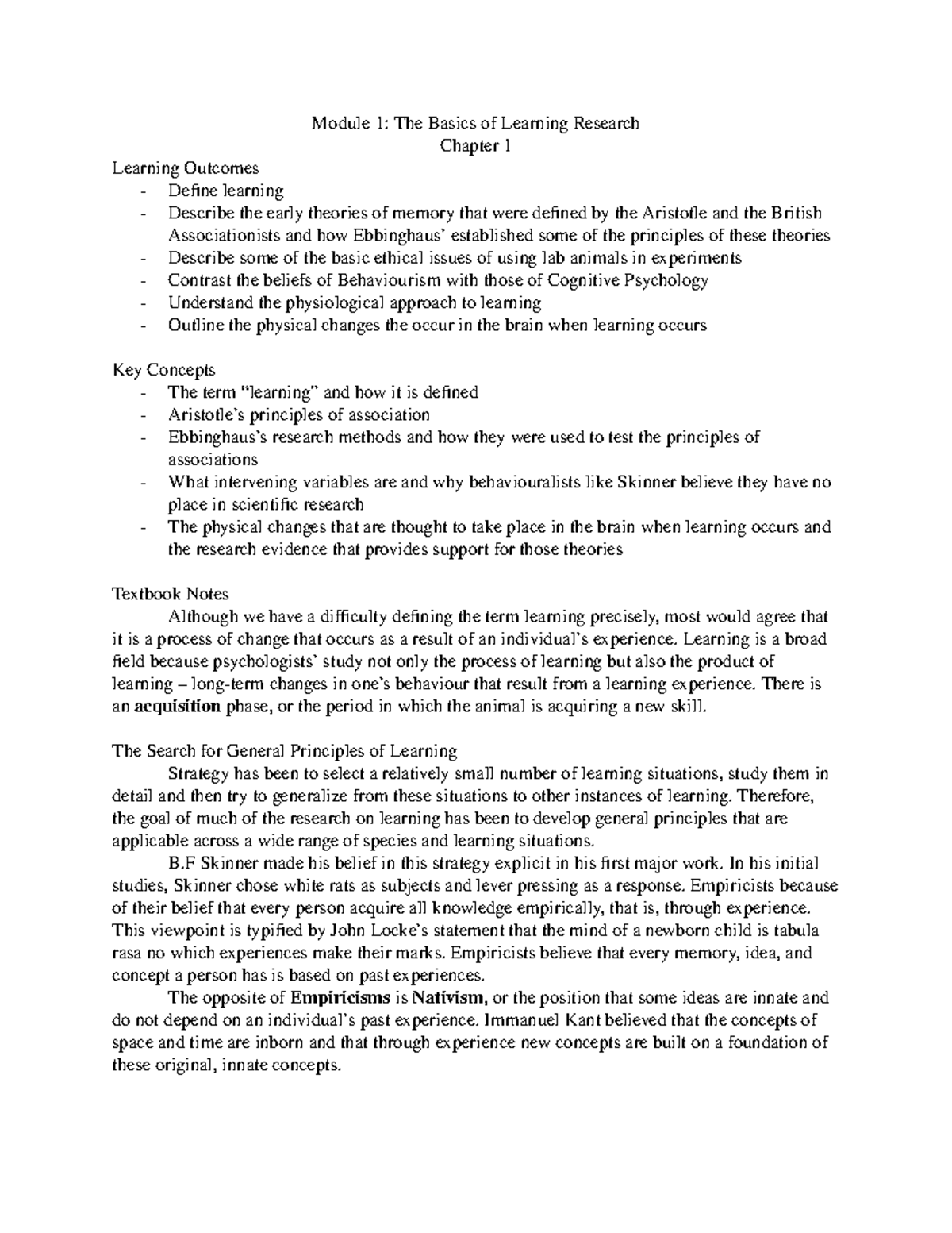 Module 1 Chapter 1 - Textbook notes - Module 1: The Basics of Learning ...