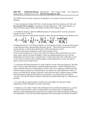 Phys545 HWK5 - PHY 545 Solid State Physics Spring 2017 Prof. Yong P ...