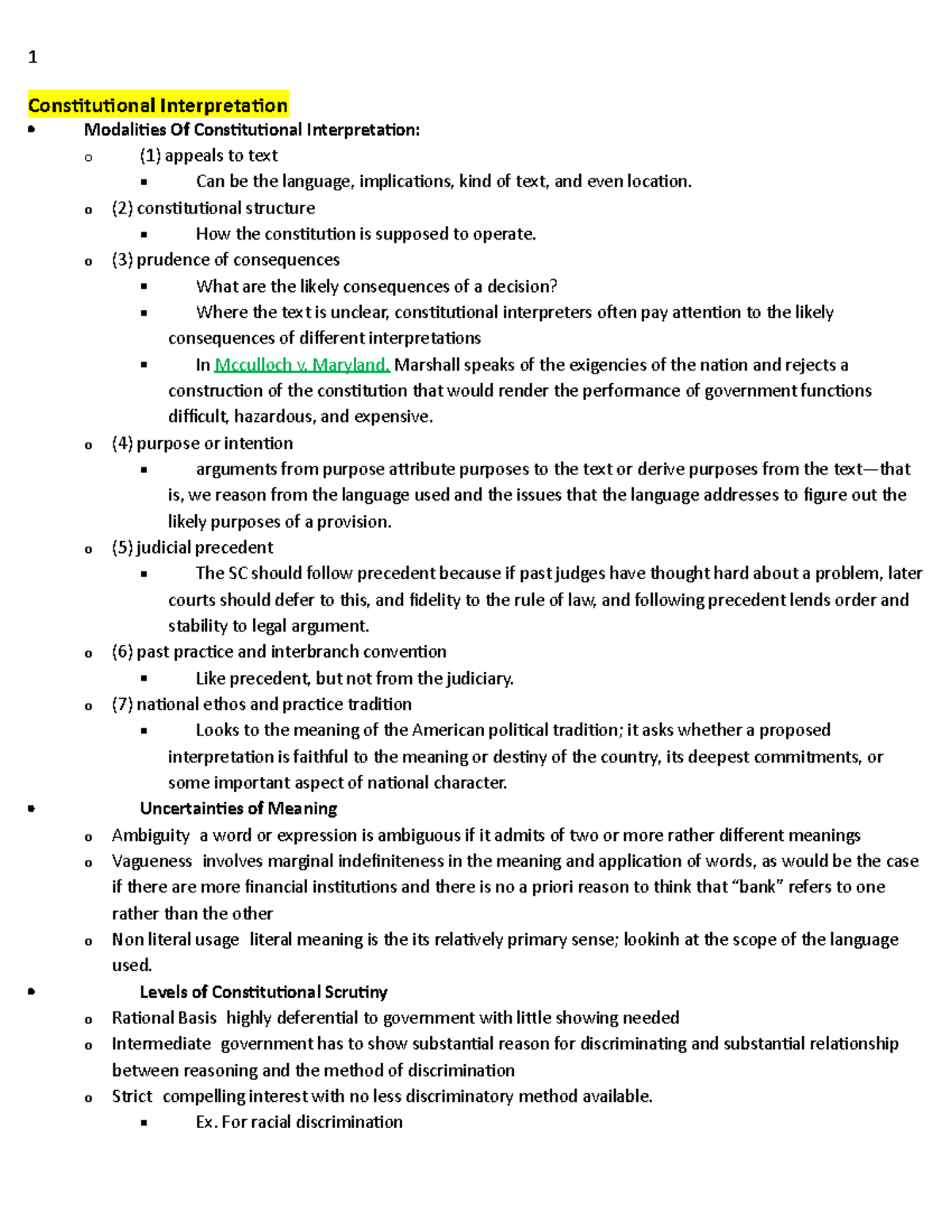 Con - Structured - Lecture notes All - Constitutional Interpretation ...
