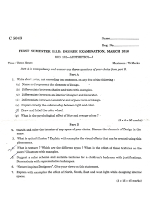 Question paper - Interior design - Studocu