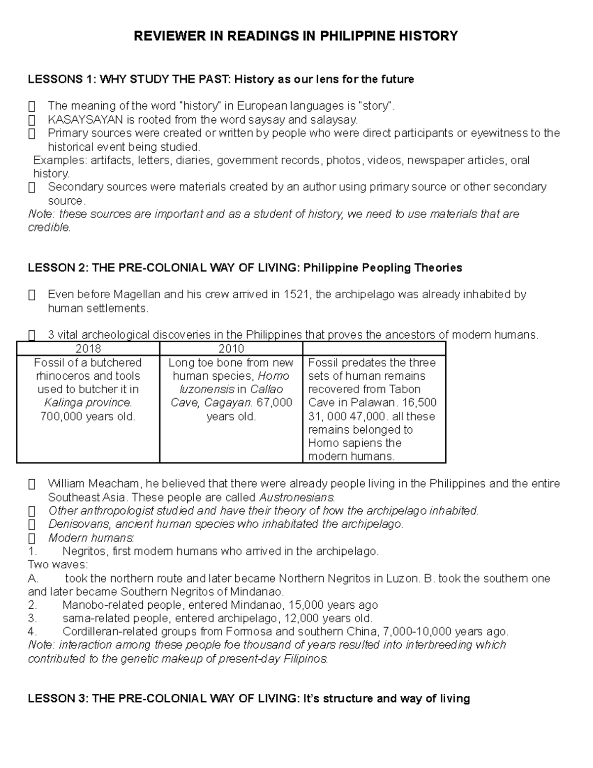 Reviewer IN Readings IN Philippine History - REVIEWER IN READINGS IN ...