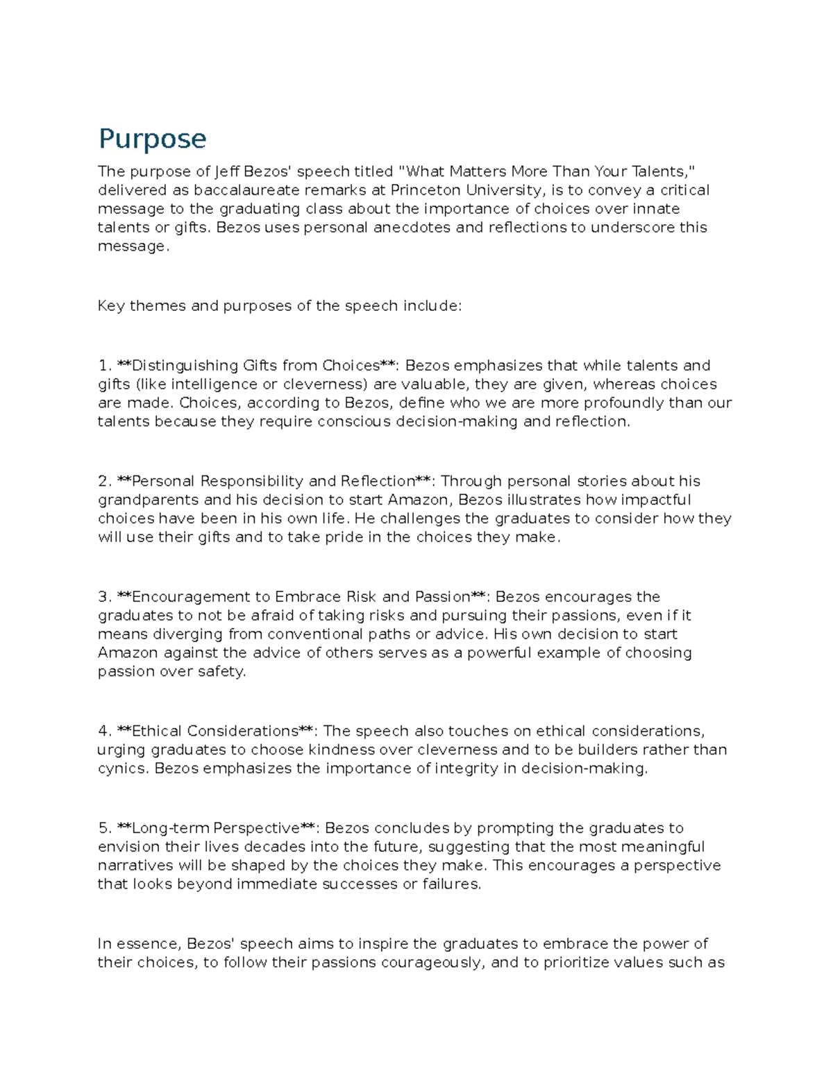 The purpose of Jeff Bezos - Purpose The purpose of Jeff Bezos' speech ...