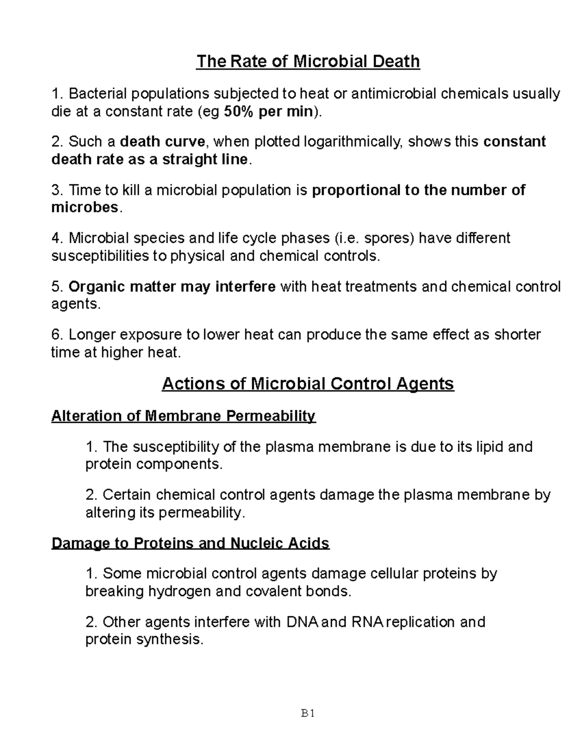 Lecture set B - The Rate of Microbial Death Bacterial populations ...