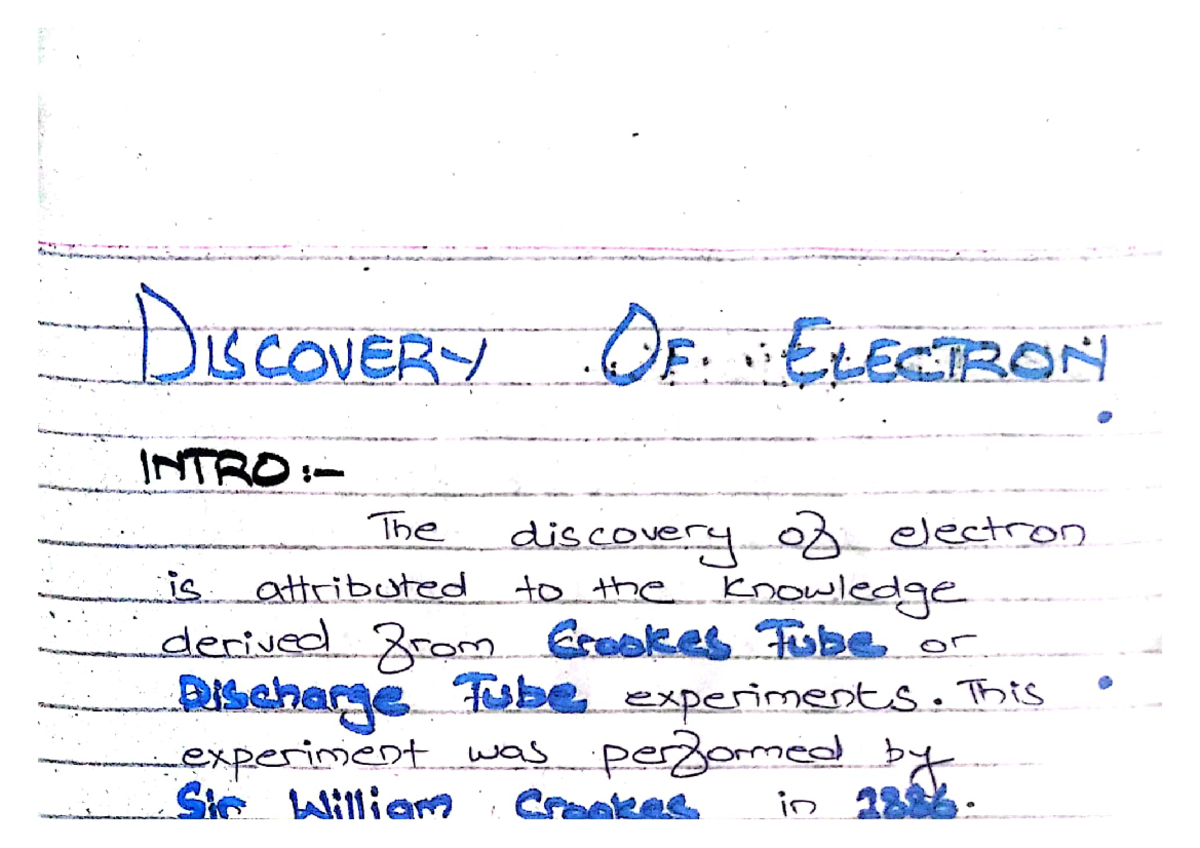 DISCOVERY OF ELECTRONS/CATHODE RAYS - DISCOVERY OF. ELECTRON The ...