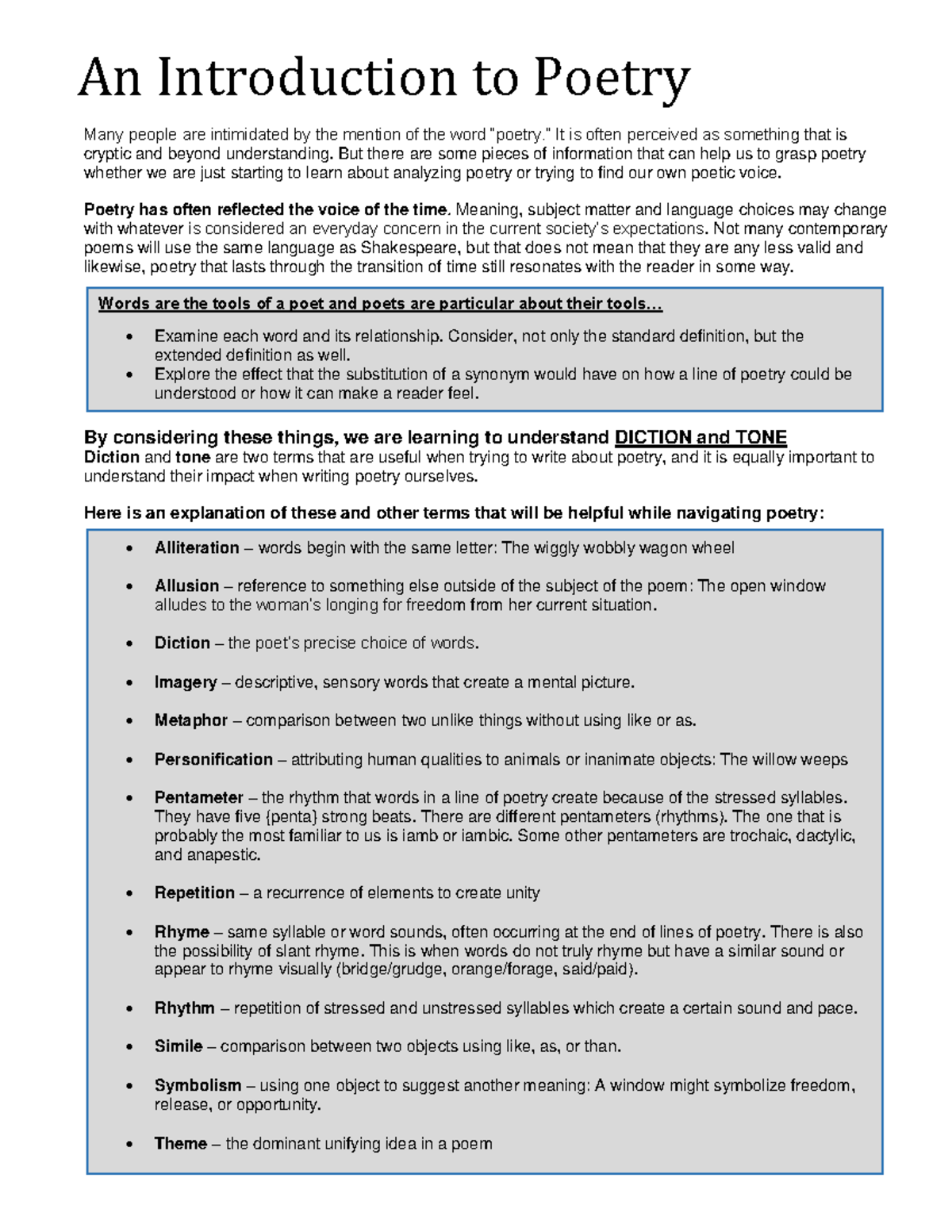 Introto Poetry - BCCC ASC Rev. 3/ An Introduction to Poetry Many people ...