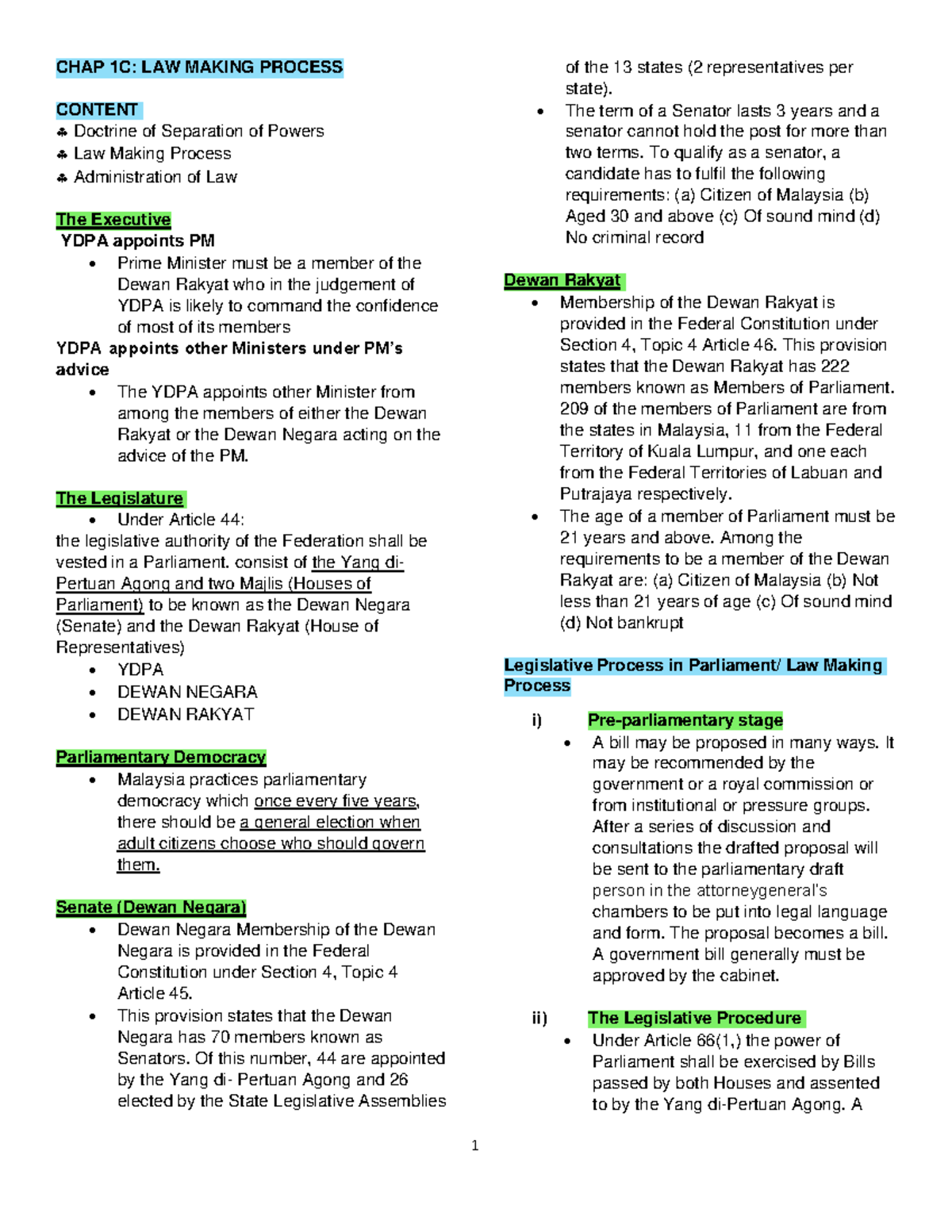 CHAPTER 1C LAW OF Making Process (INTRODUCTION TO LAW OF PROPERTY ...