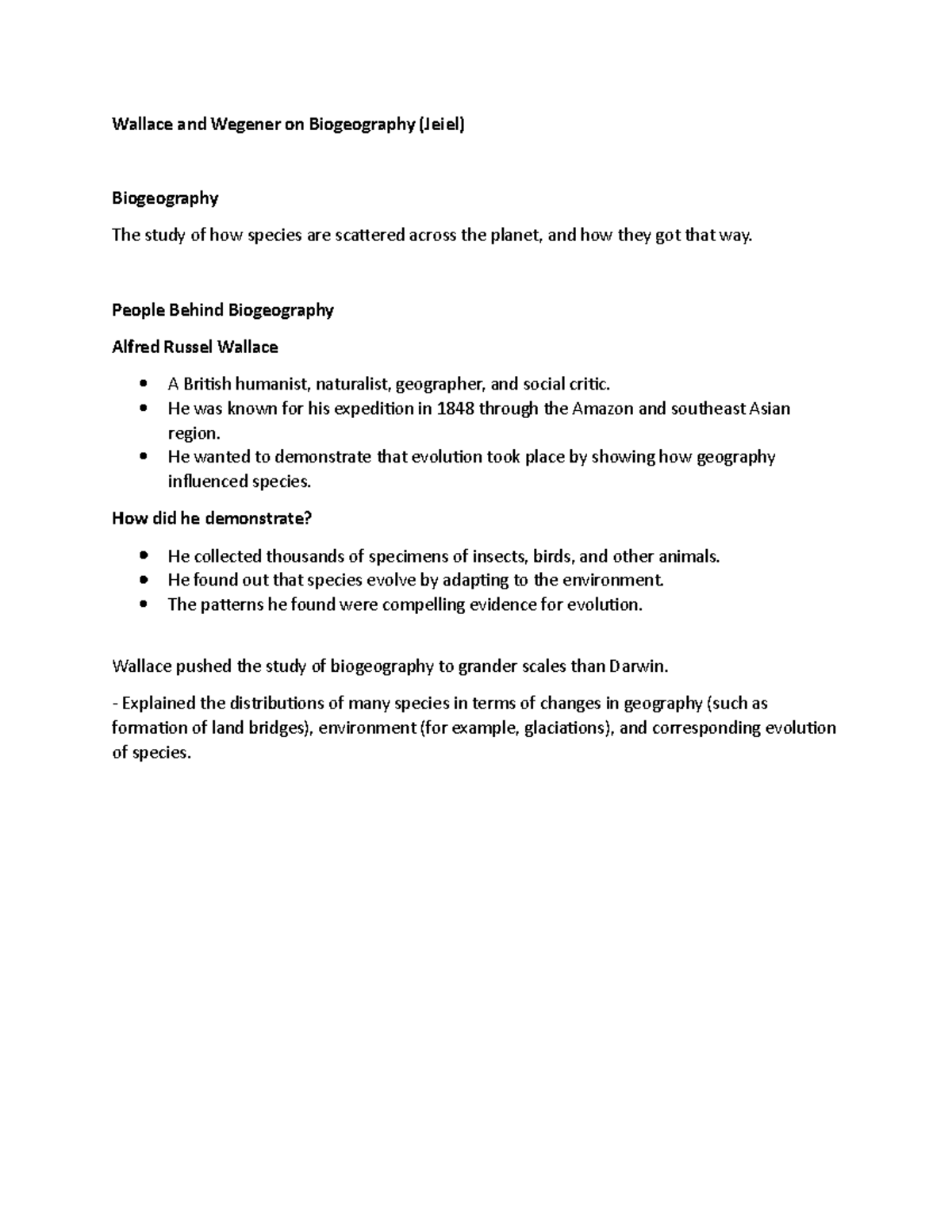 Wallace and Wegener on Biogeography - People Behind Biogeography Alfred ...