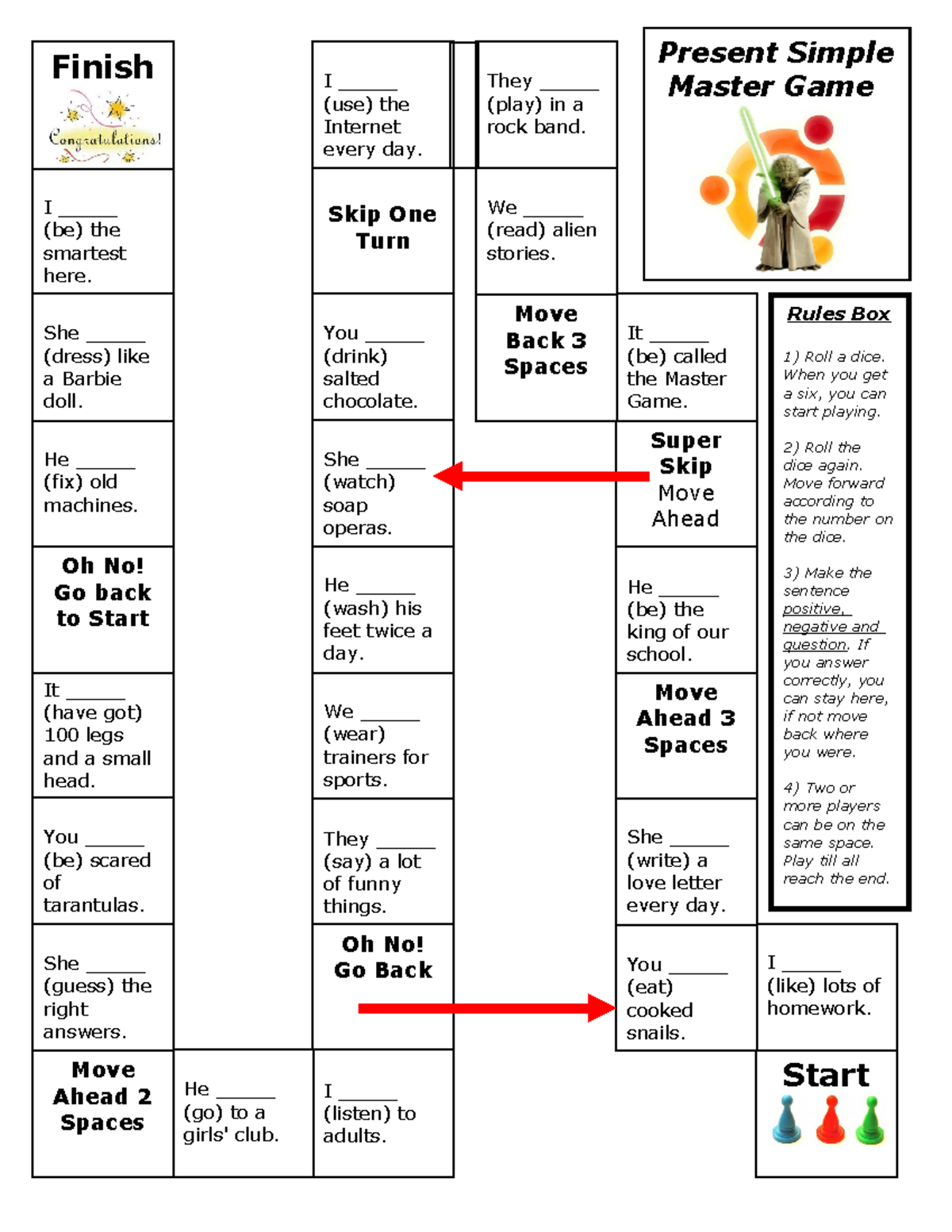 Present-simple-board-game-games 22090 - Start I _____ (like) lots of ...