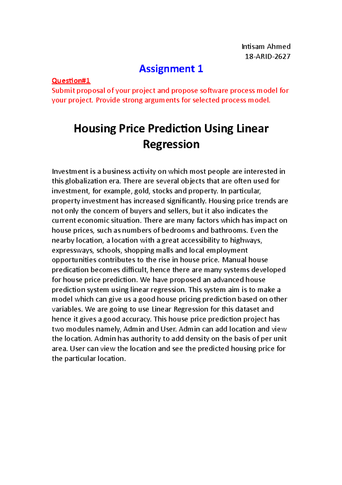 Ass1 Intisam Ahmed(18-arid-2627) - Intisam Ahmed 18-ARID- Assignment 1 ...