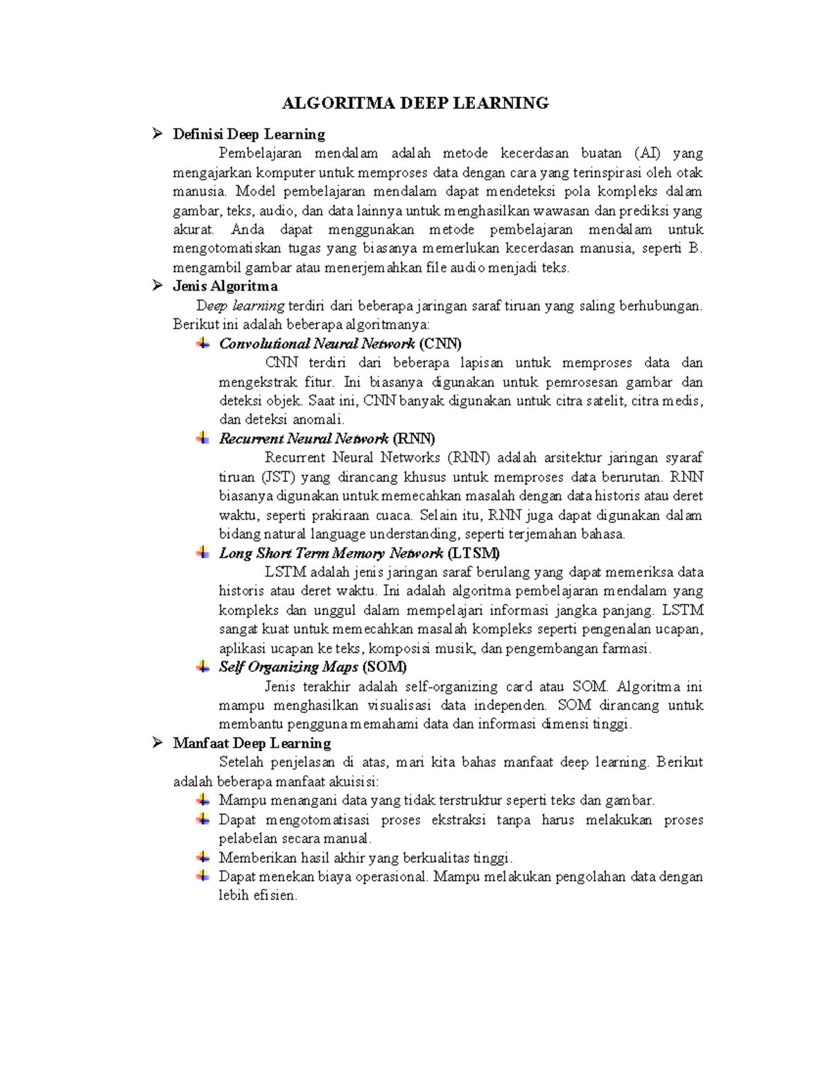 Resume Deep Learning - ALGORITMA DEEP LEARNING Definisi Deep Learning ...