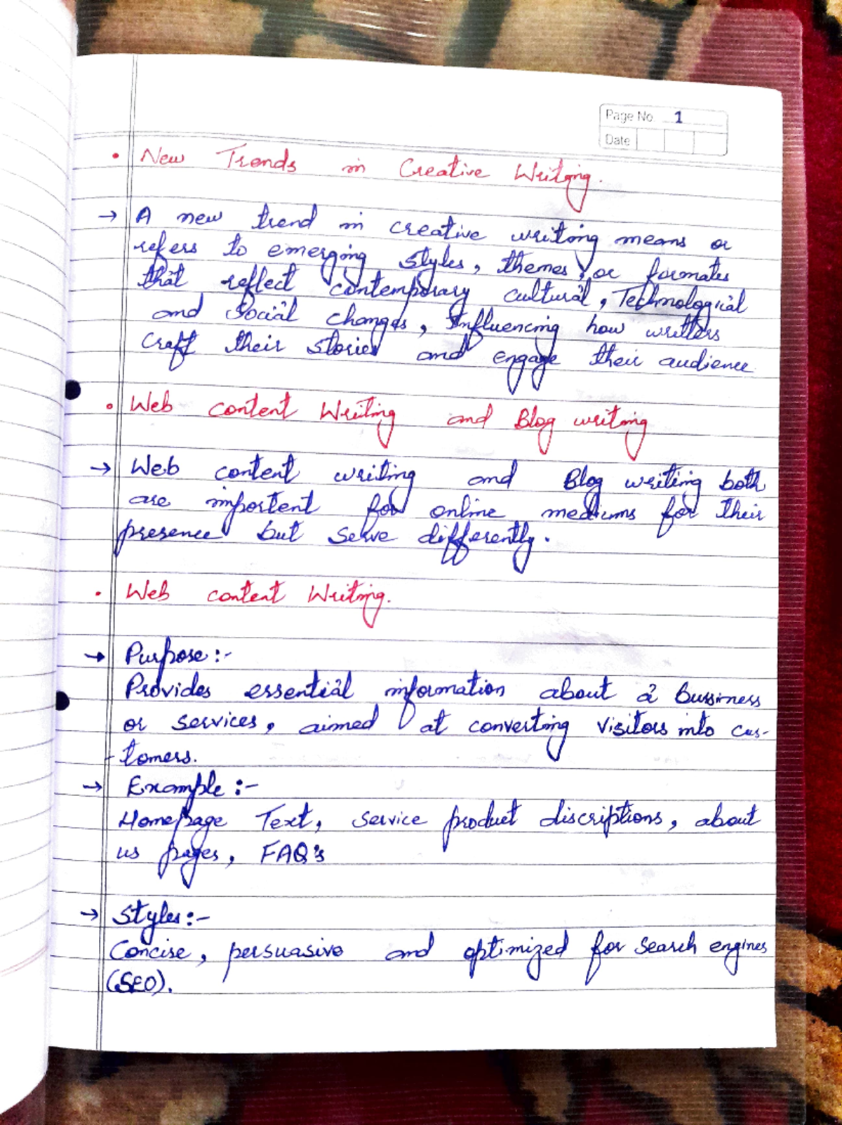 New trends in creative writing - Page No 1 Date New Trends in Creative ...