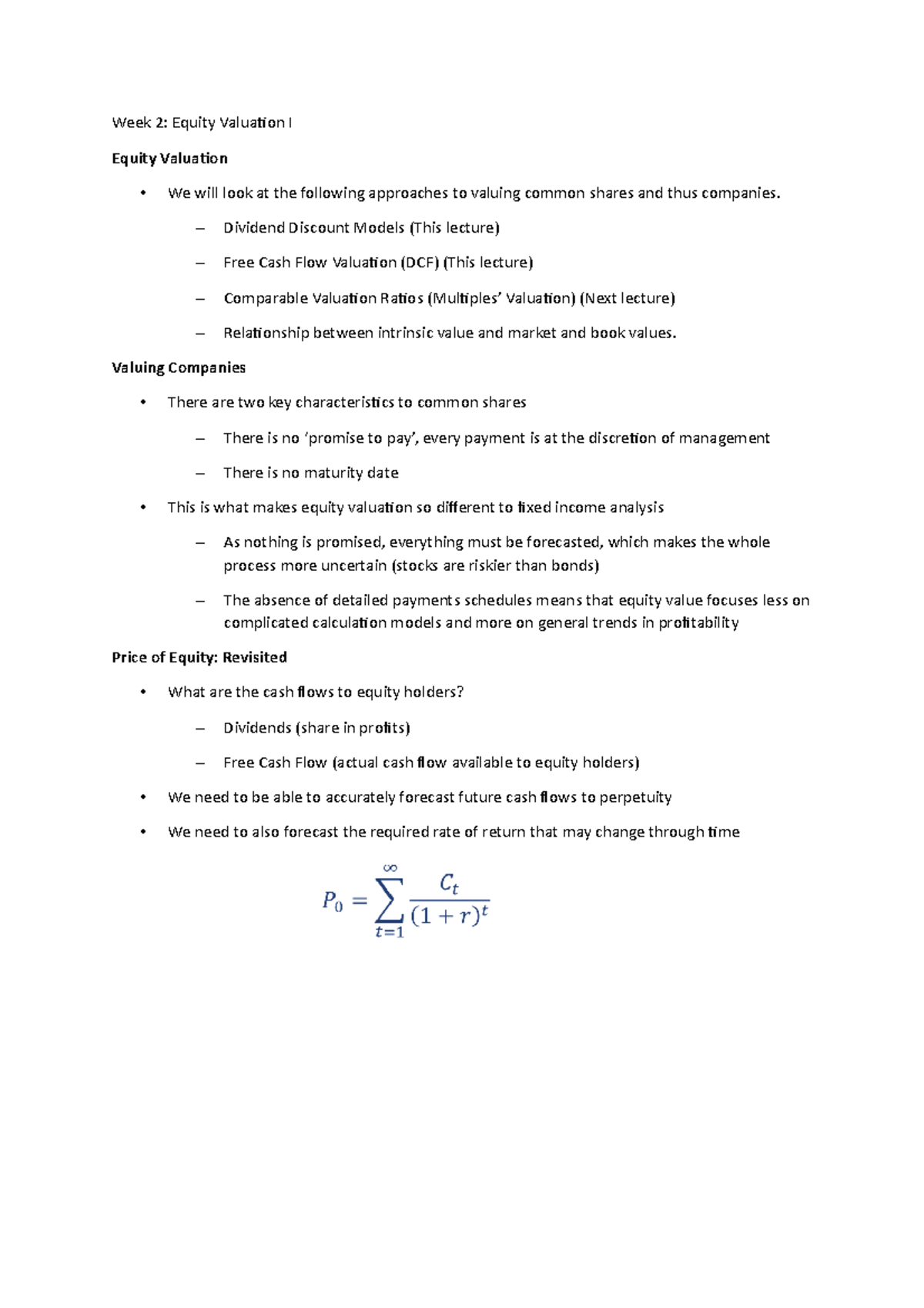 Week 2 Topics In Finance Week 2 Equity Valuation I Equity Valuation week-2-topics-in-finance-week-2-equity-valuation-i-equity-valuation