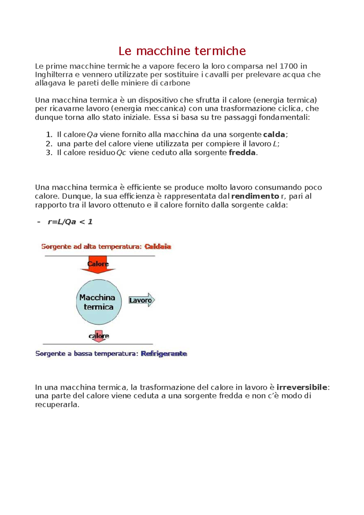 Le macchine termiche e il loro funzionamento - Le macchine termiche Le prime macchine termiche a ...