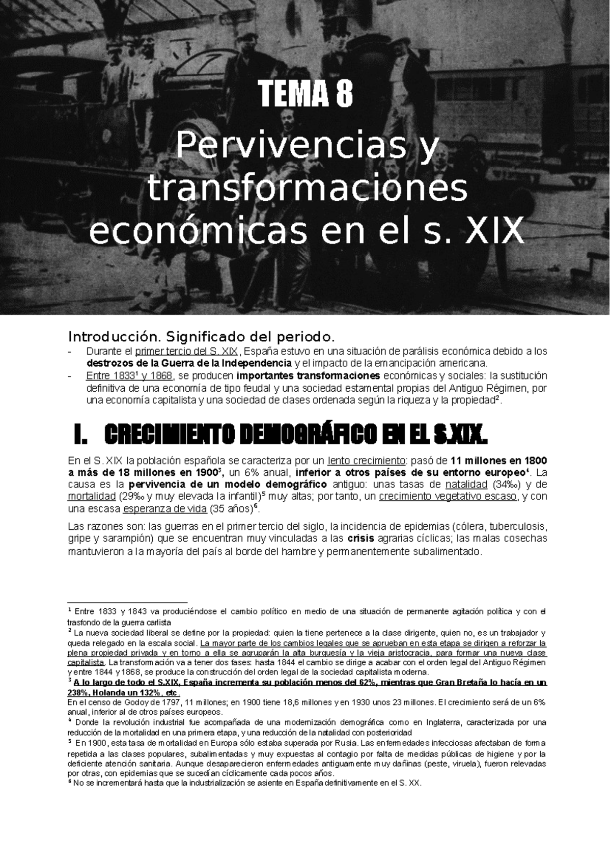 Tema 8 - Pervivencias y transformaciones económicas en el siglo XIX - TEMA 8 Pervivencias y ...