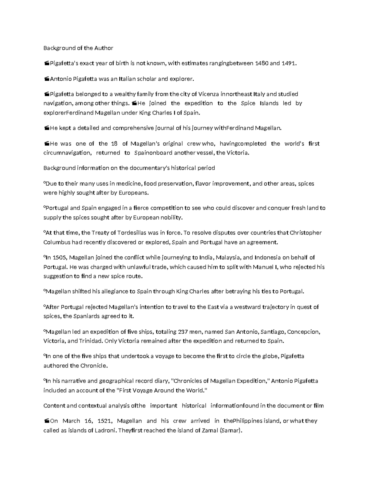 Antonio Pigafetta - Background of the Author Pigafetta's exact year of ...