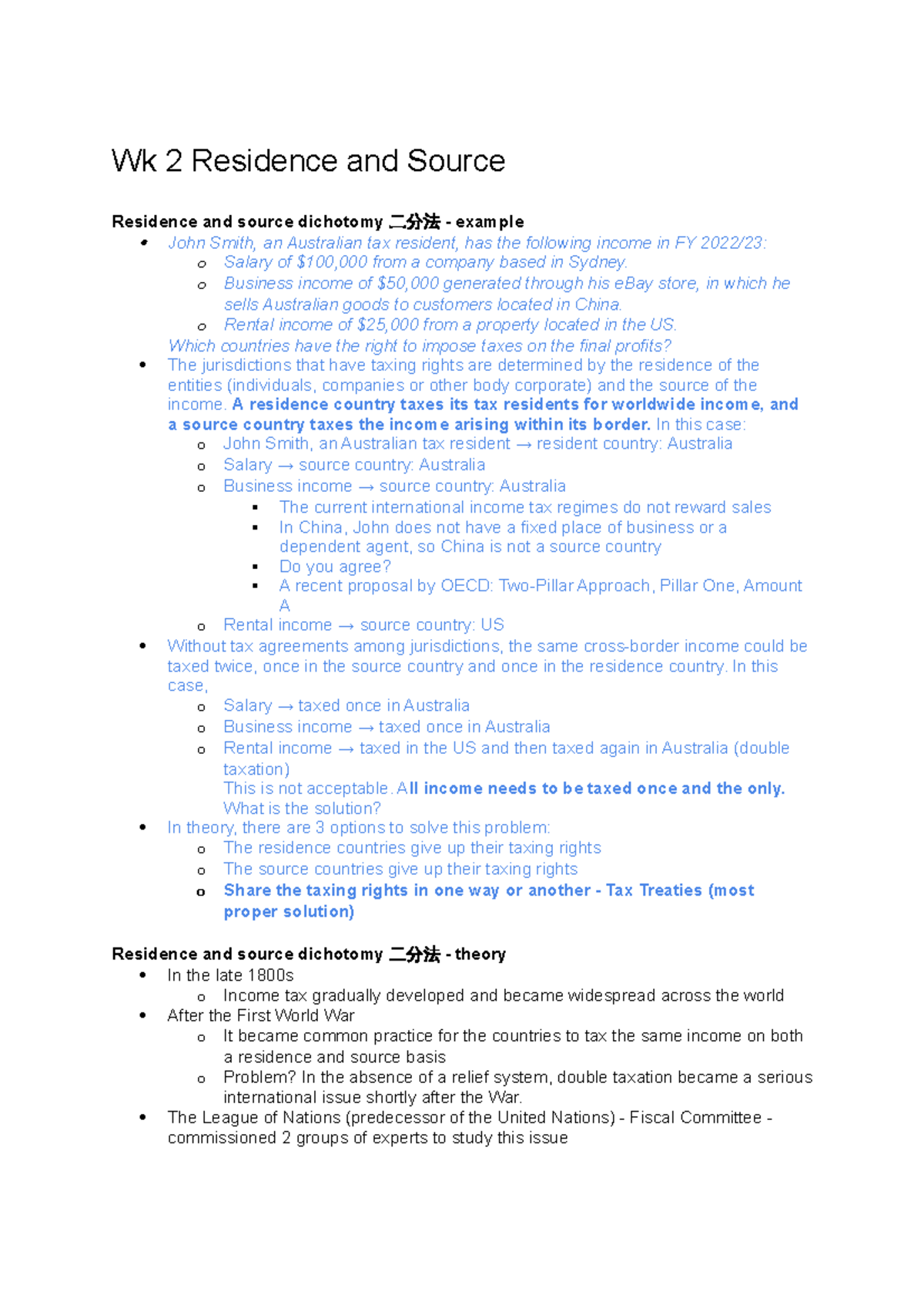 CLAW3201 wk2 - lec notes - Wk 2 Residence and Source Residence and ...