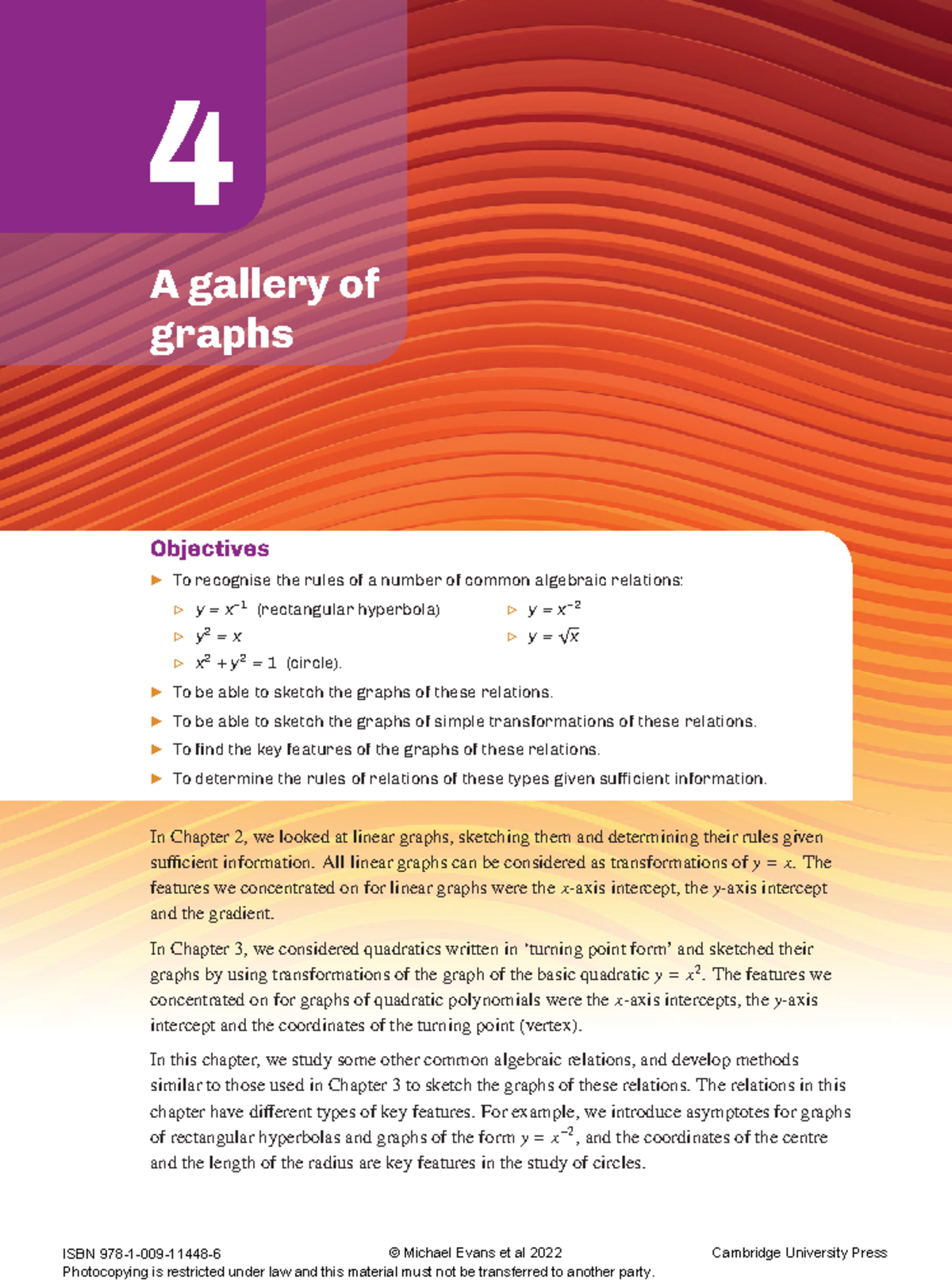 Methods 12 2ed Ch04 - Chapter 4 - 4 A gallery of graphs Objectives ...